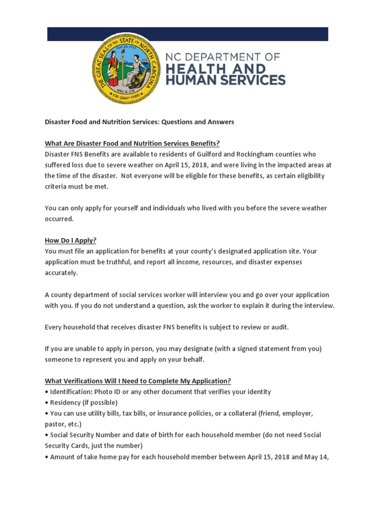 Disaster Food and Nutrition Services: Questions and Answers What Are ...