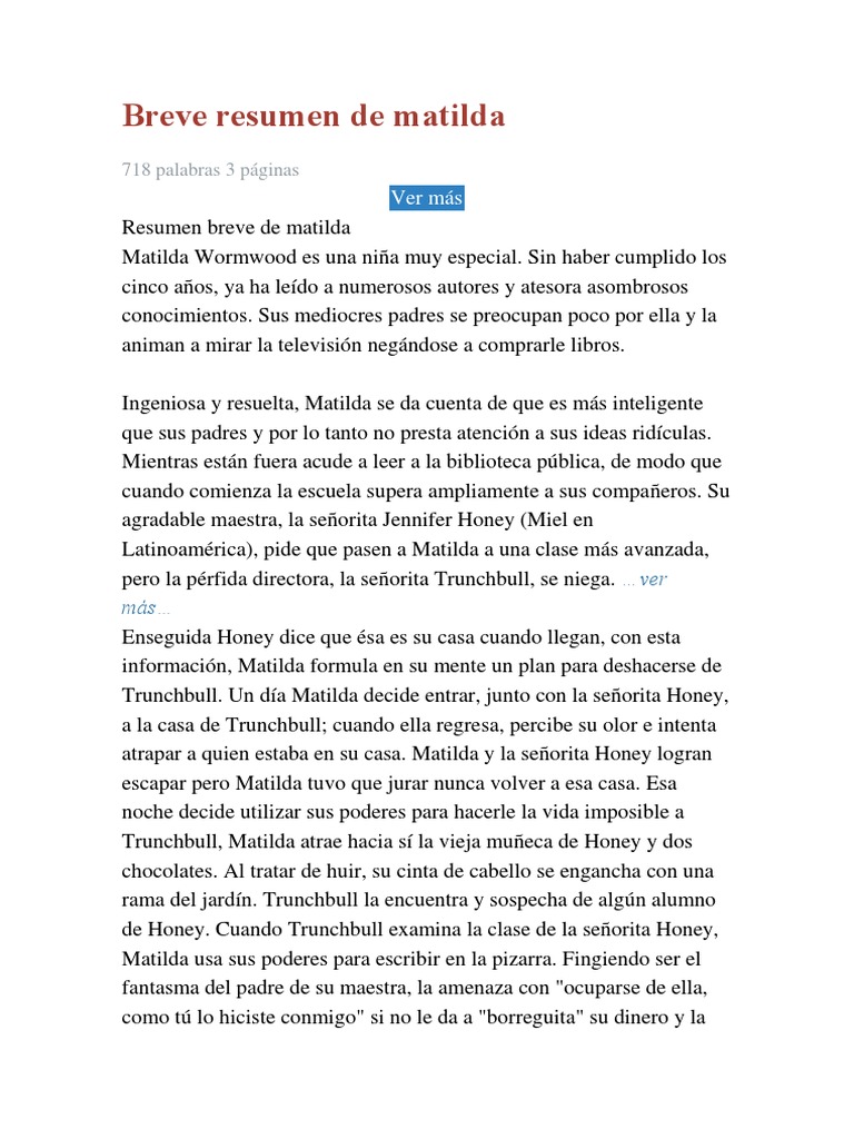 Breve Resumen de Matilda