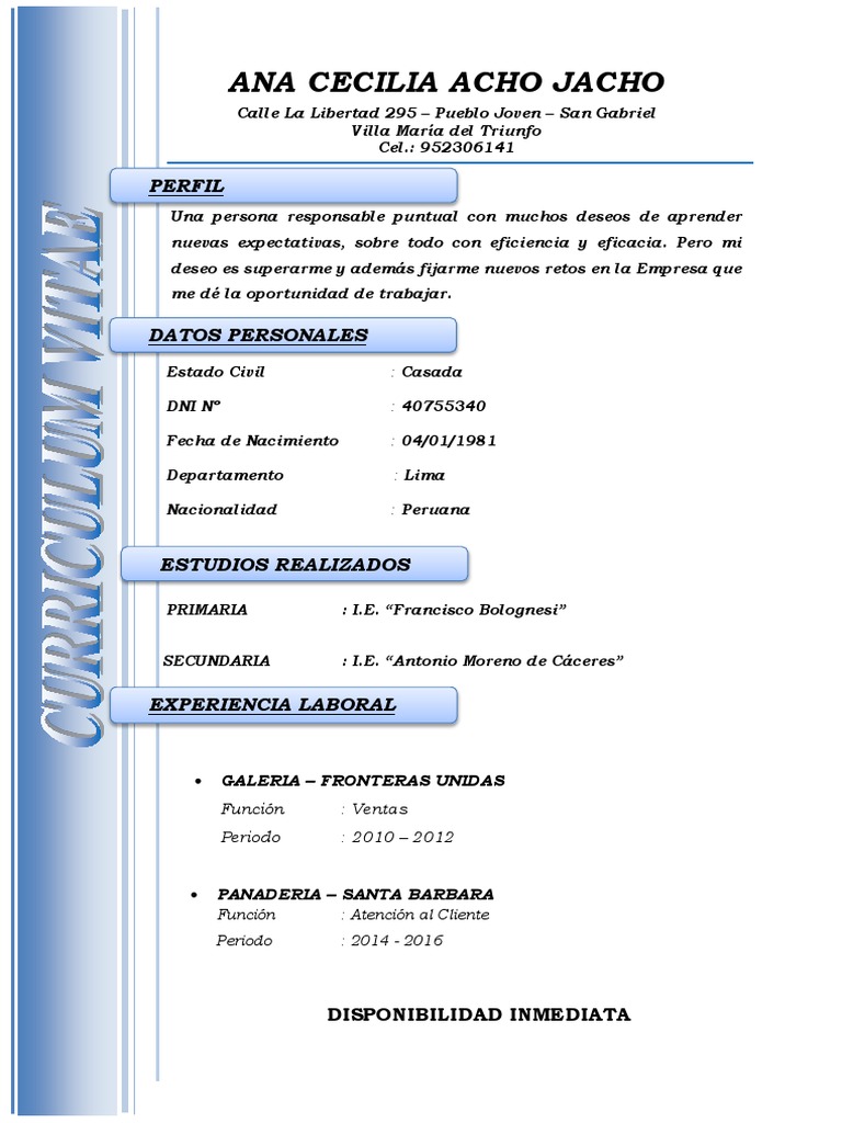 Curriculum Vitae - Ana Cecilia | PDF
