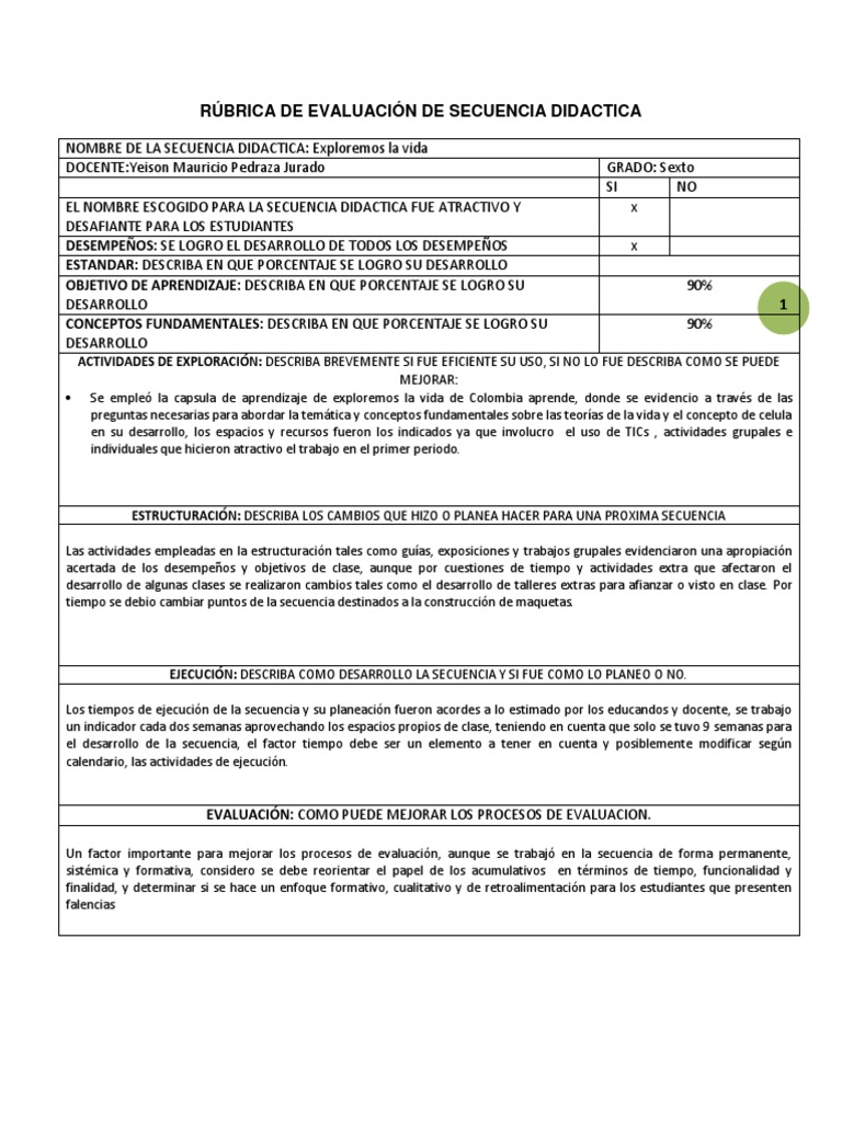 Rubrica Eval Secuencia Didactica | PDF | Evaluación | Maestros