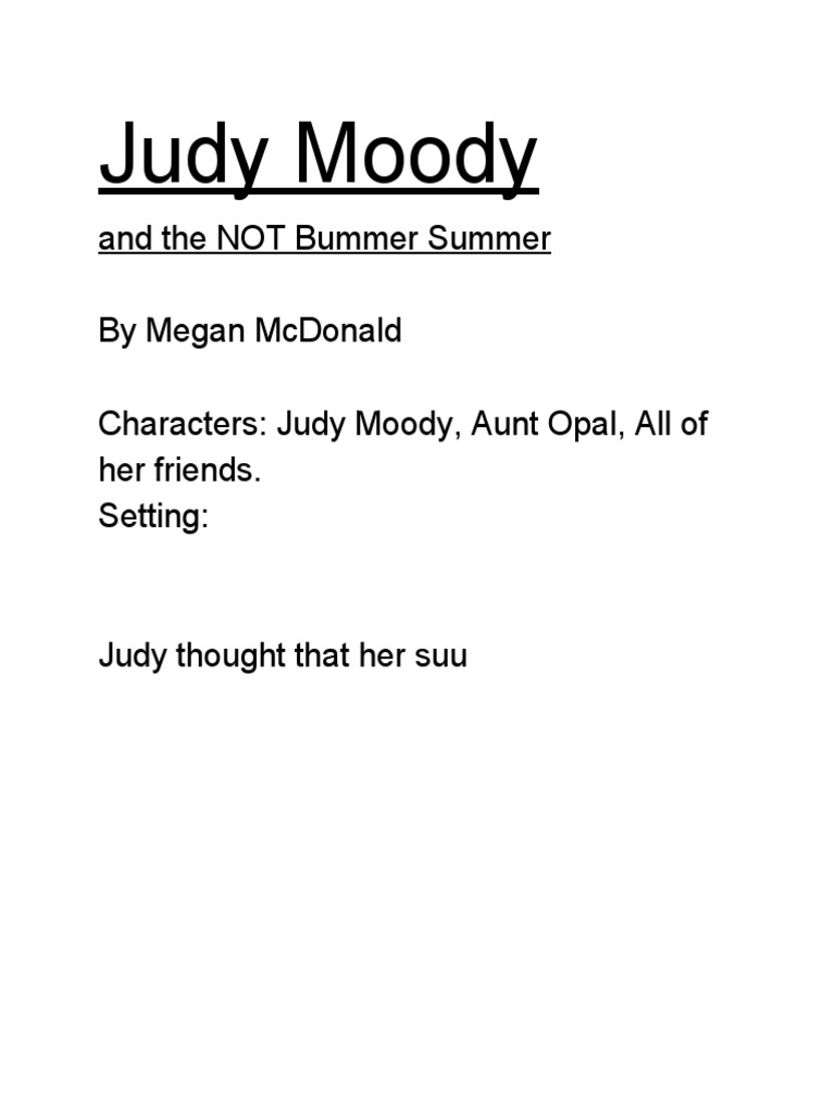 Judy Moody: and The Not Bummer Summer by Megan Mcdonald Characters ...