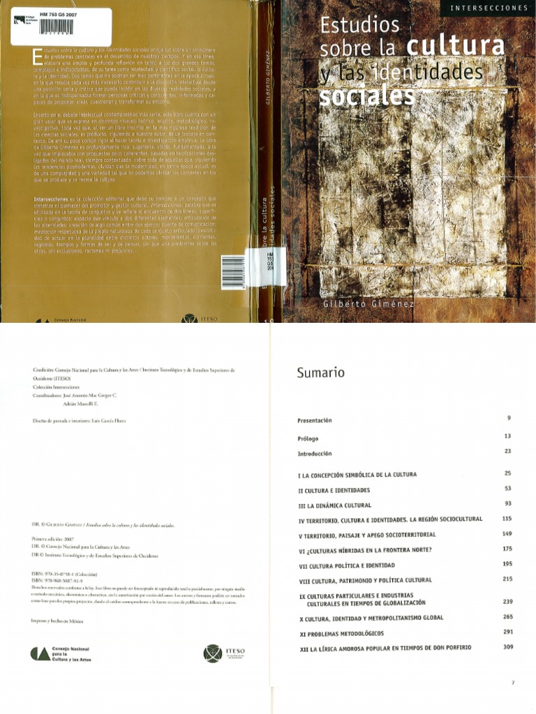 Estudio Sobre La Cultura y Las Identidades Sociales Gilberto Gimenez | PDF | Cultura (general)