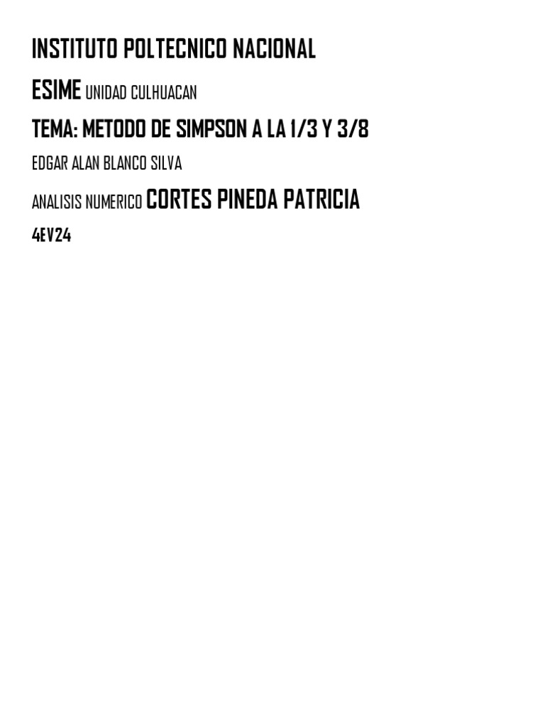 Metodo Simpson | PDF | Integral | Conceptos matemáticos