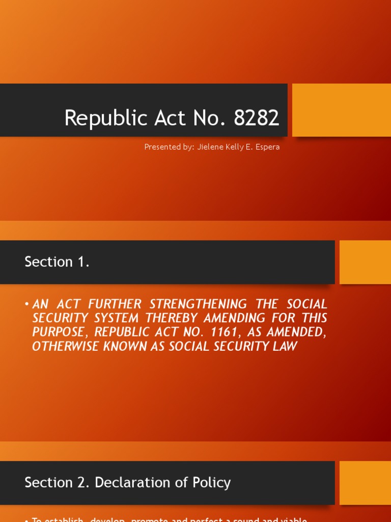 Republic Act No 8282 | PDF | Social Security (United States) | Employment