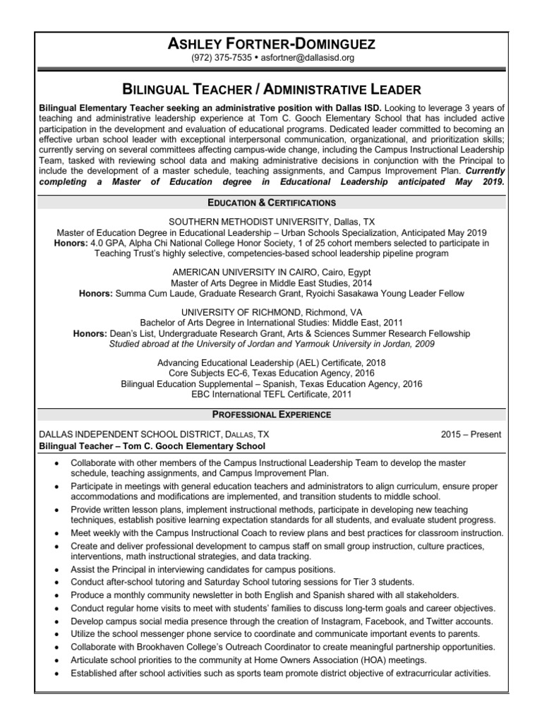 Ashley Fortner Resume Web | PDF | Schools | Teachers