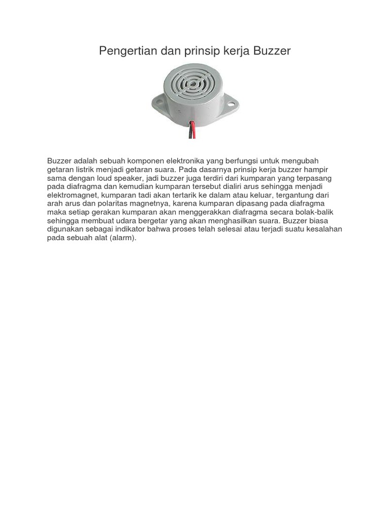 Pengertian Dan Prinsip Kerja Buzzer | PDF