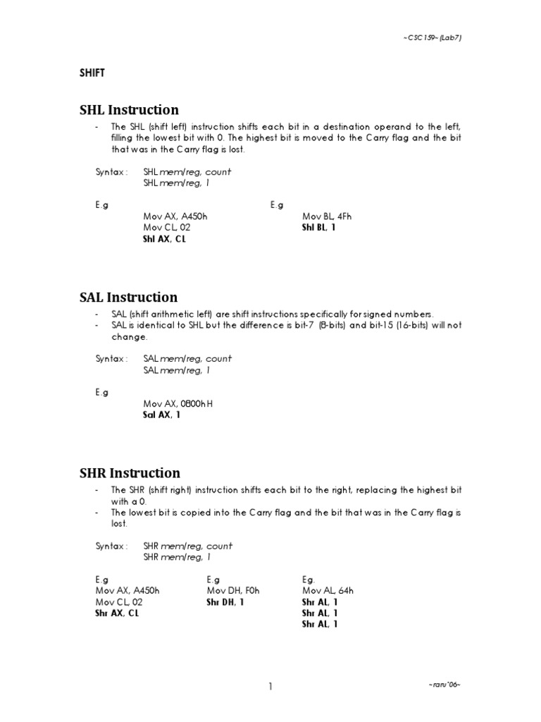 Lab5 - Shift & Rotate | Download Free PDF | Computer Architecture | Computing
