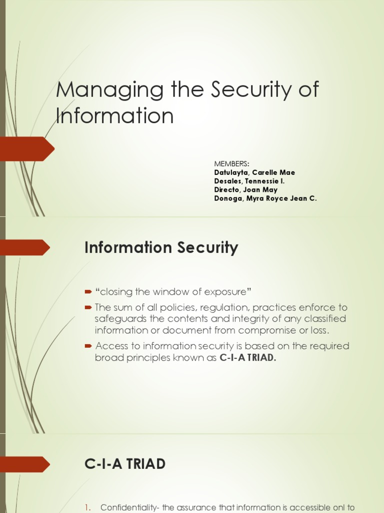 Managing The Security of Information | PDF | Classified Information ...