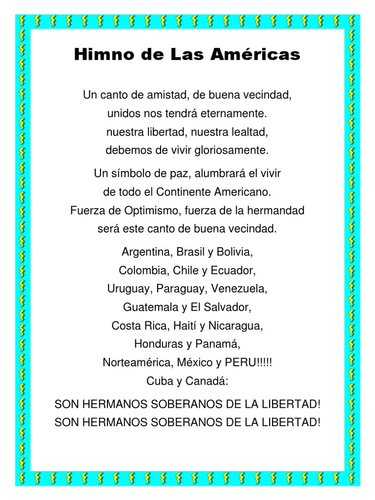 Himno de las Américas: Unidad y Paz | PDF