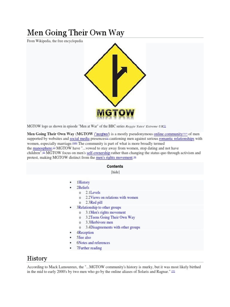 Men Going Their Own Way (MGTOW) | PDF | Wikipedia