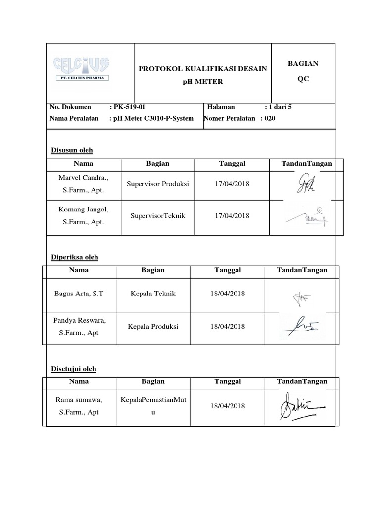PK-519 Protokol Kualifikasi PH Meter | PDF