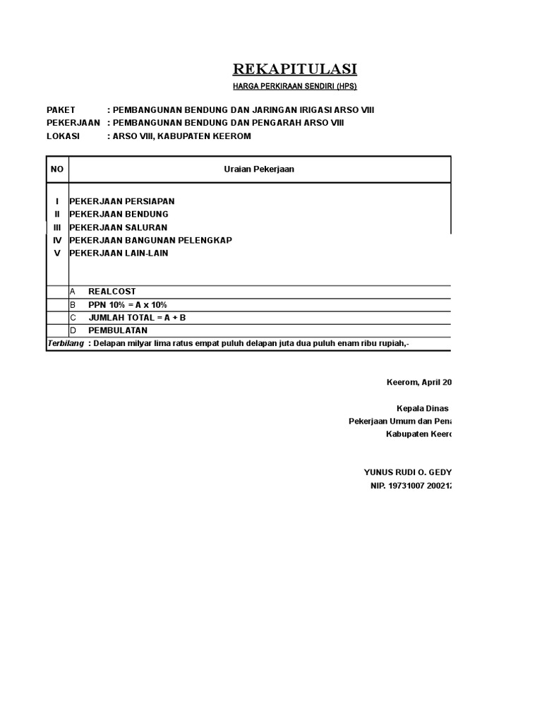 Rab Bendung Arso Viii (Bendung Dan Pengarah) | PDF