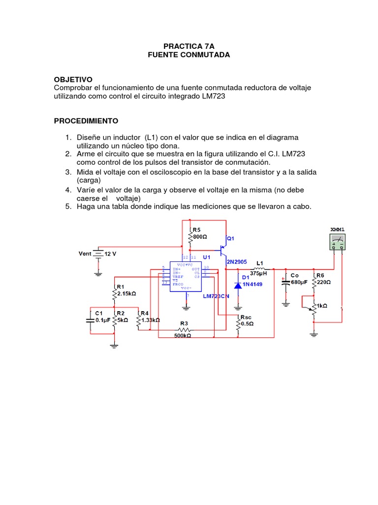 Practica 7a Fuente Conmutada Con Lm723 | PDF