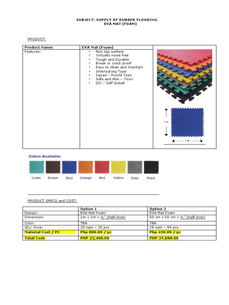 Eva Mat Quote Sample | PDF