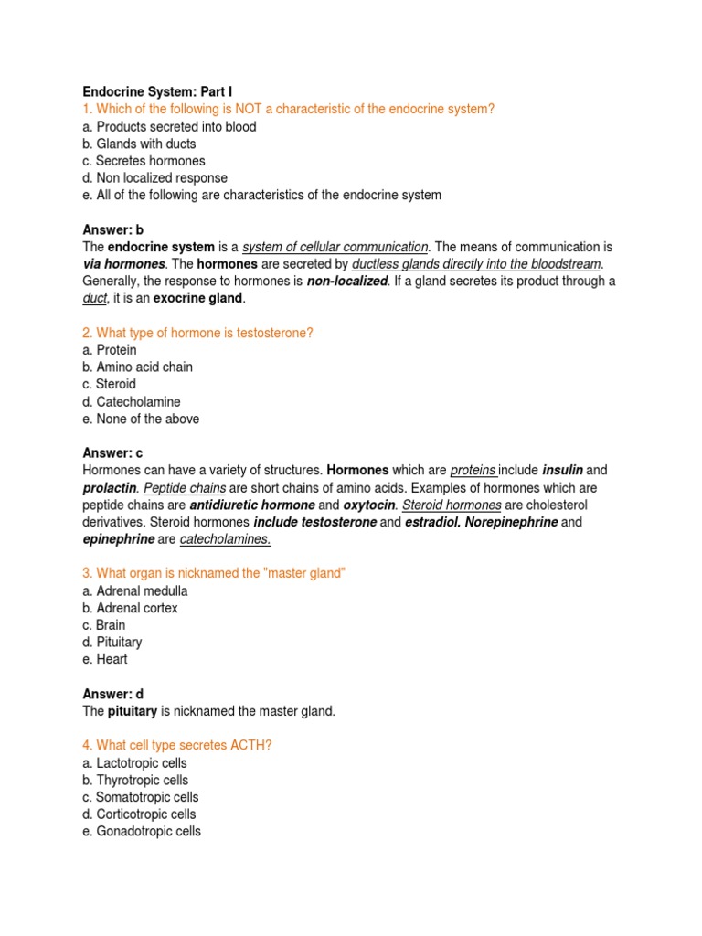 Endocrine System Overview and Hormones | PDF | Adrenal Gland ...