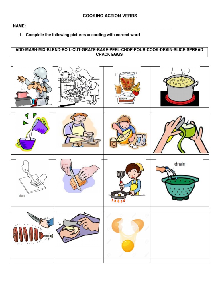 Mastering Cooking Verbs: A Guide to Using Action Words in the Kitchen | PDF