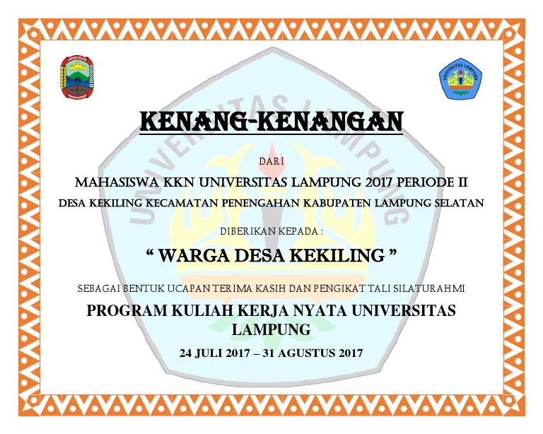 Kenang Kenangan KKN Unila Desa Kekiling | PDF