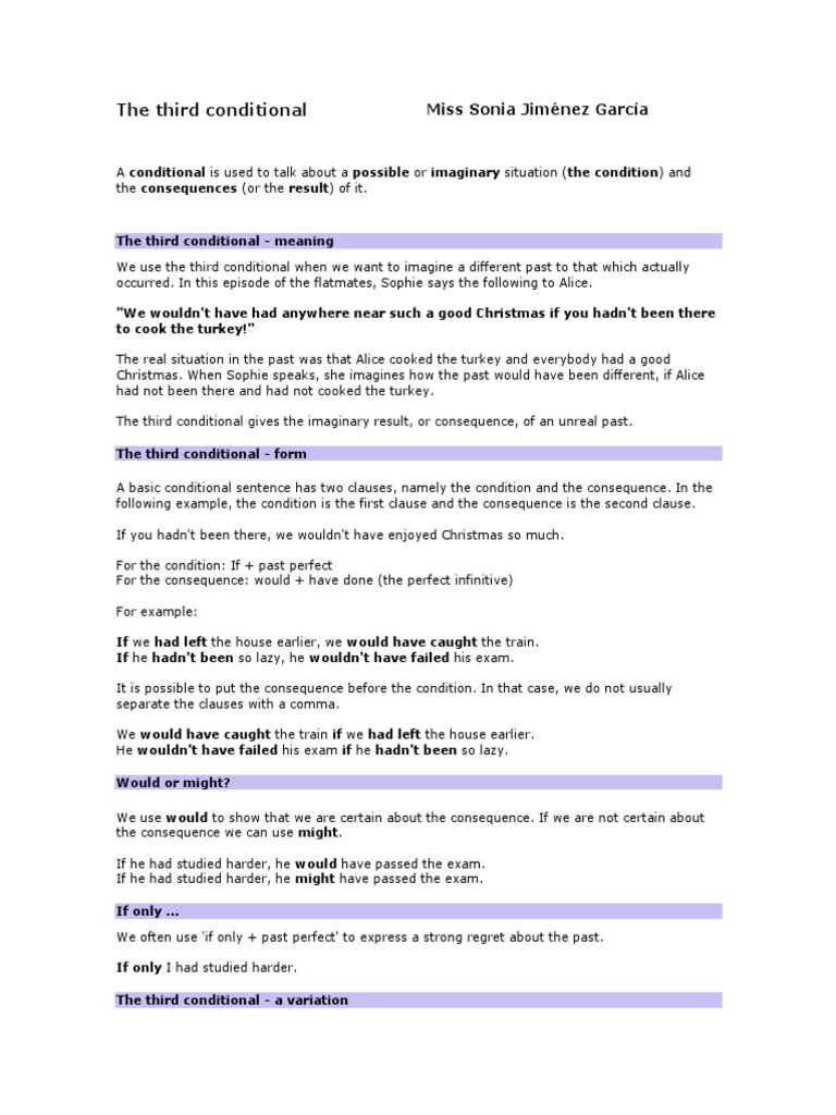 The Third Conditional Pdf Rules Language Mechanics