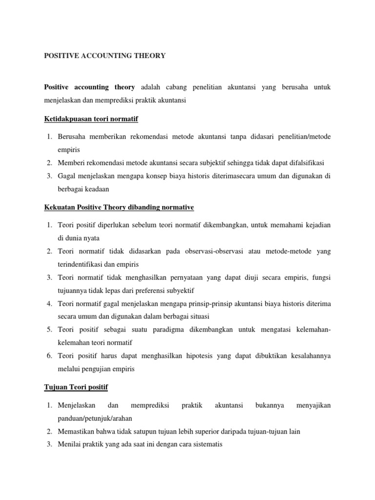 Positive Accounting Theory | PDF