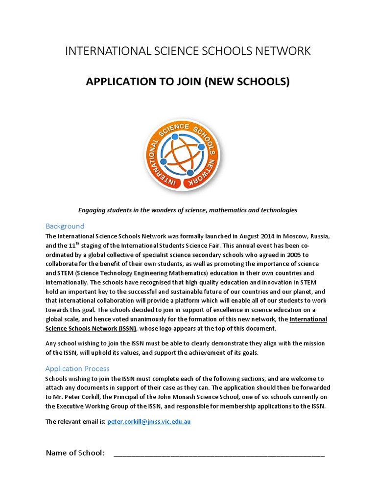 Application To Join The ISSN | PDF | Collaboration | Science ...