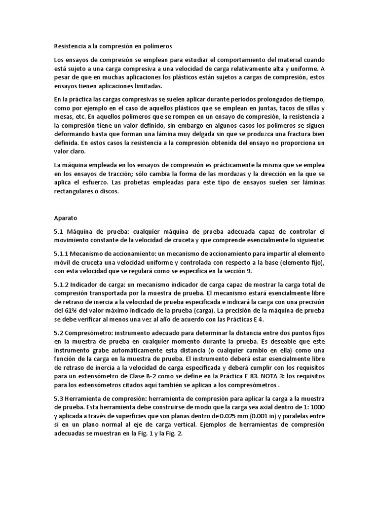 Resistencia A La Compresión en Polímeros | PDF | Ciencia de los ...