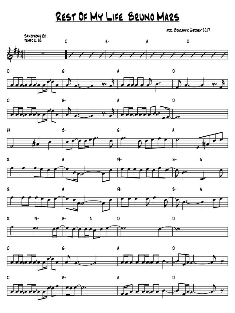 Bruno Mars: Rest of My Life Sheet Music | PDF