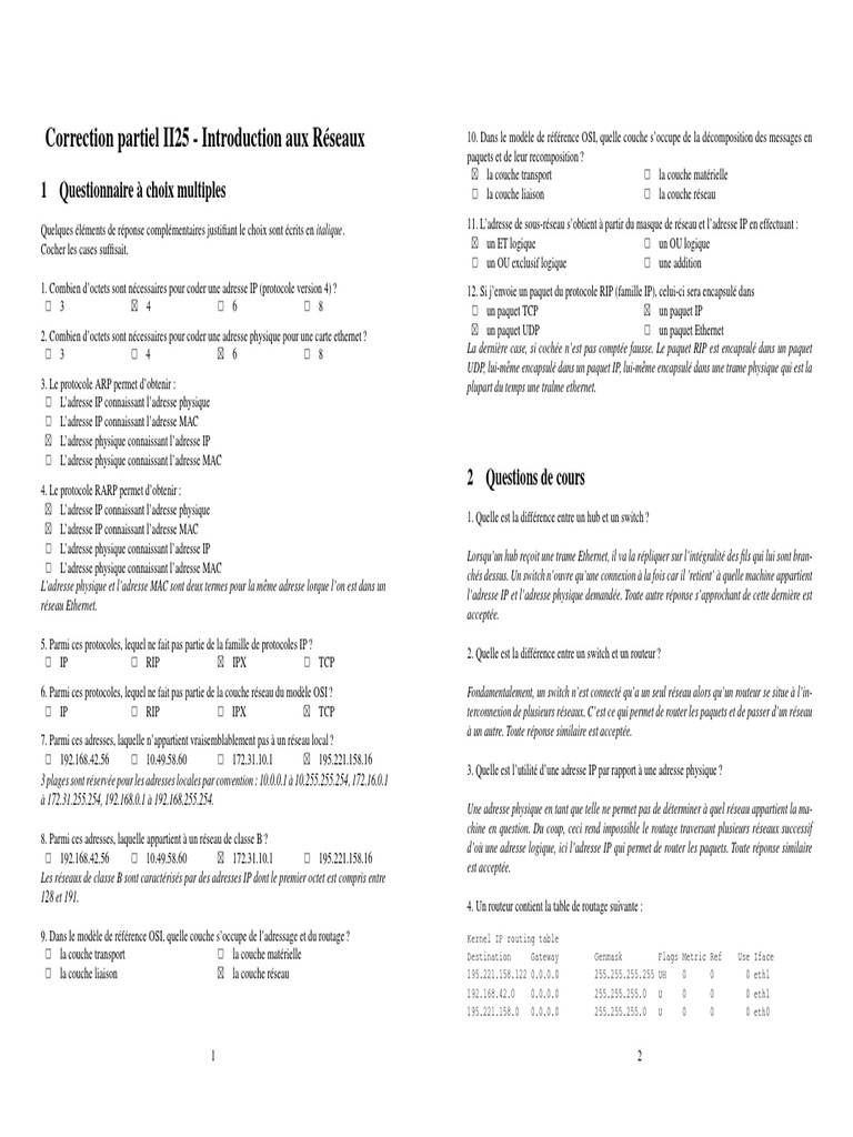 Corrige PDF | PDF | Protocoles Internet | OSI protocols