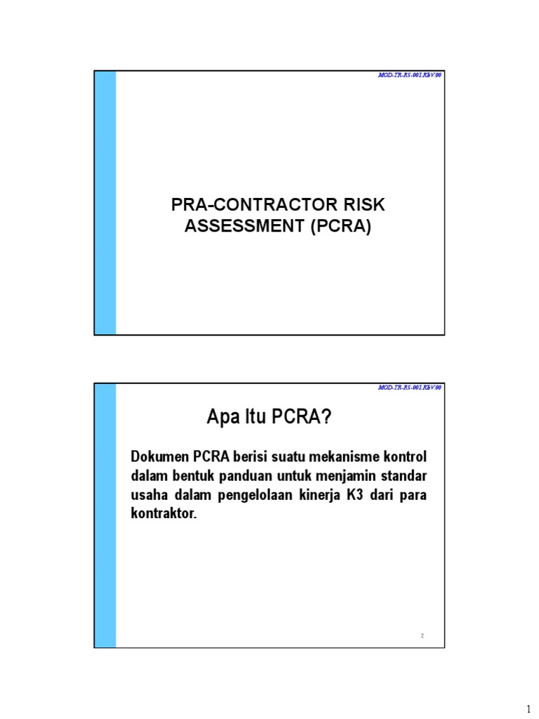 Manajemen K3 Kontraktor (PCRA & ICRA) Rev 01 PDF | PDF