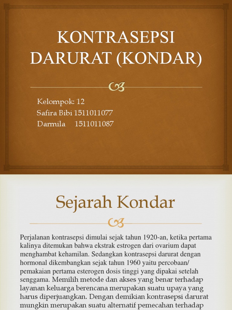 Kontrasepsi Darurat (Kondar) | PDF