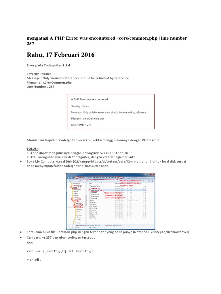 Mengatasi A PHP Error Was Encountered | PDF