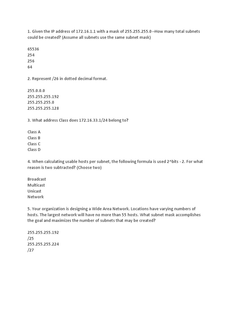 Assignment 1 - Subnetting | PDF | Ip Address | Network Protocols
