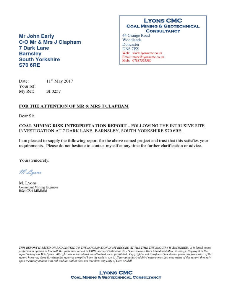 Coal Mining Site Investigation Report | Geotechnical Engineering ...