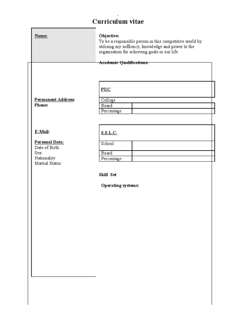 Curriculum Vitae: Name: Objective | PDF