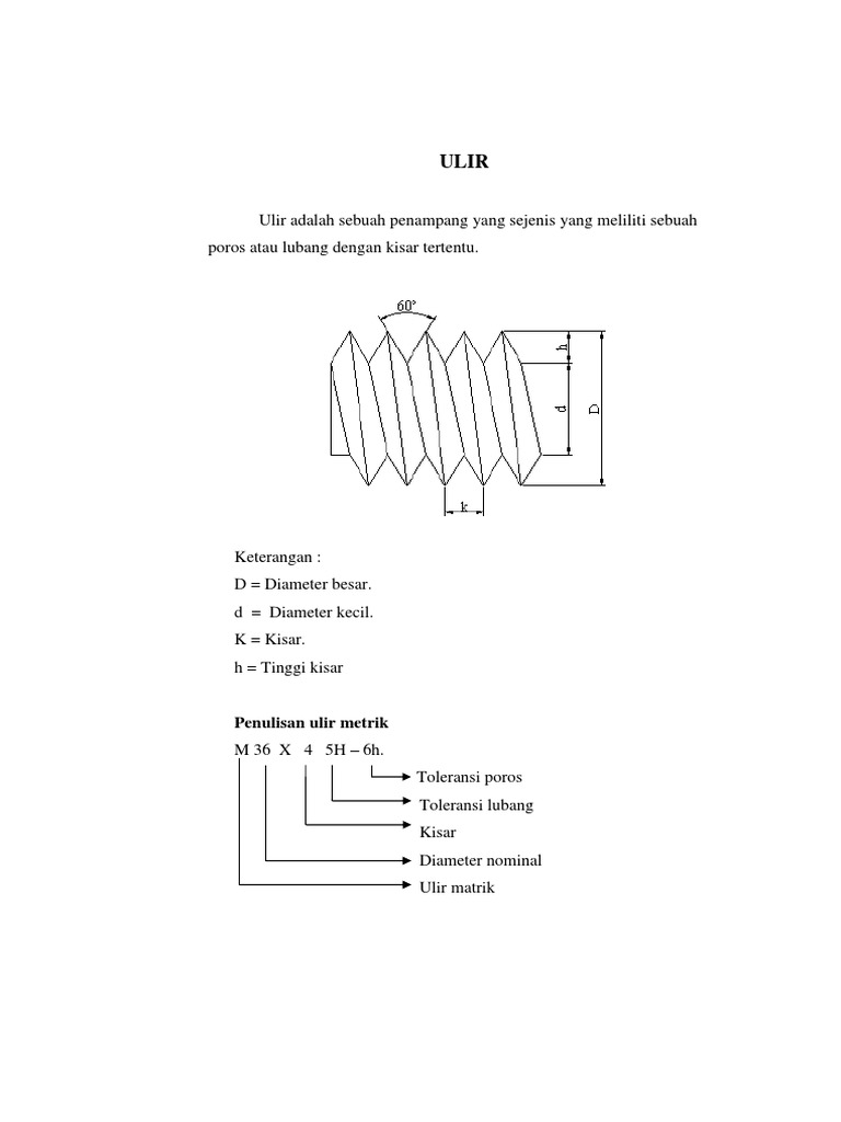 PERENCANAAN ULIR METRIK | PDF