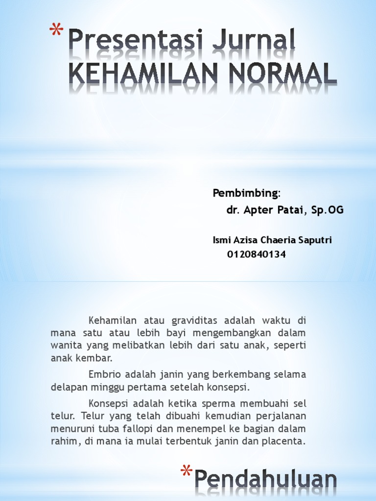 Jurnal Kehamilan Normal | PDF