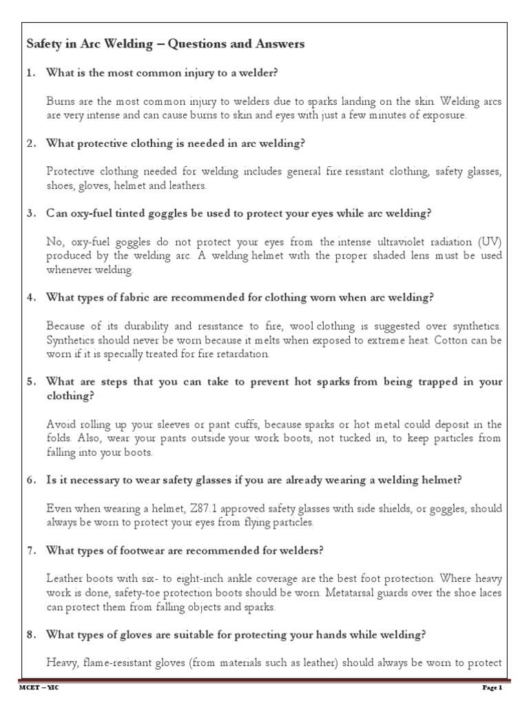 Welding Safety: Key Questions & Answers | PDF | Welding | Construction