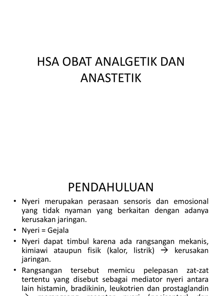 Hsa Obat Analgetik Dan Anastetik | PDF