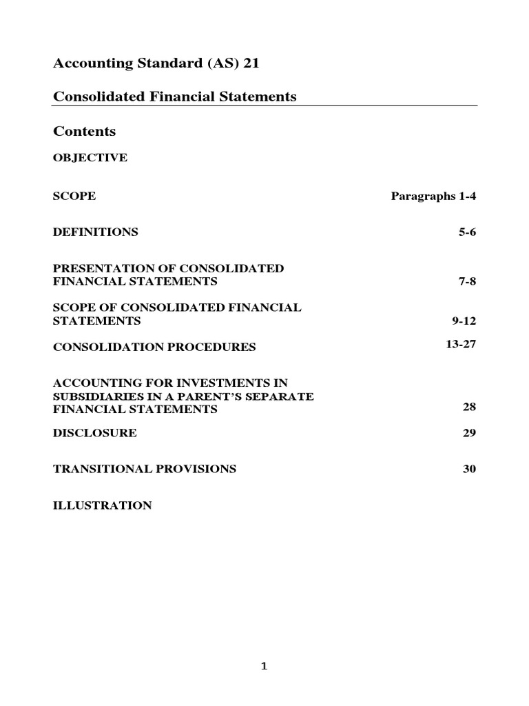 Accounting Standard 21 | PDF | Minority Interest | Consolidation (Business)