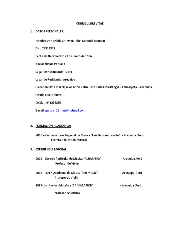 Curriculum Vitae Gerson | PDF