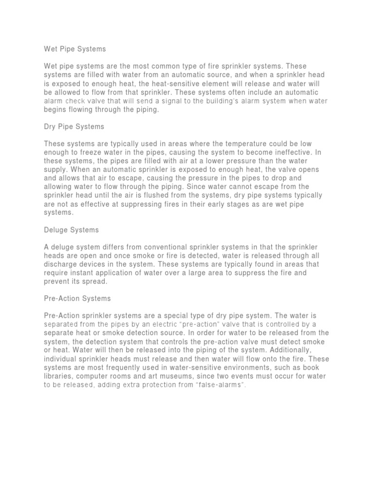 Wet Pipe Systems | PDF | Fire Sprinkler System | Gas Technologies