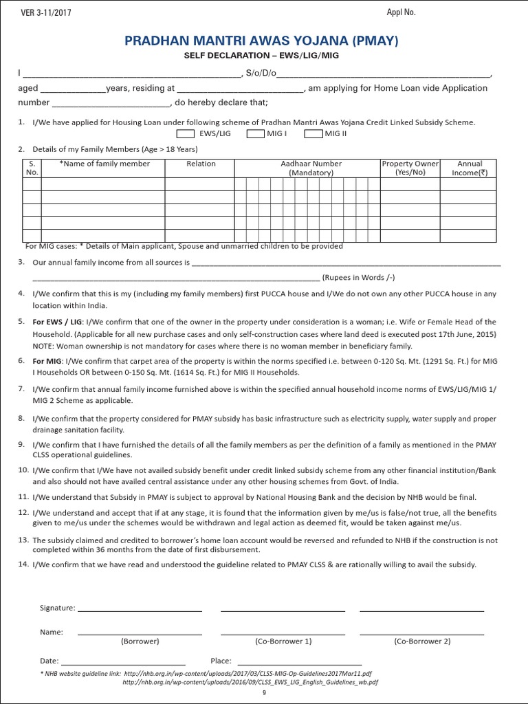 Pmay Self Declaration | PDF | Economies | Business
