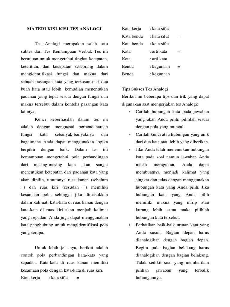 Materi Kisi-Kisi Analogi Bag 7 | PDF