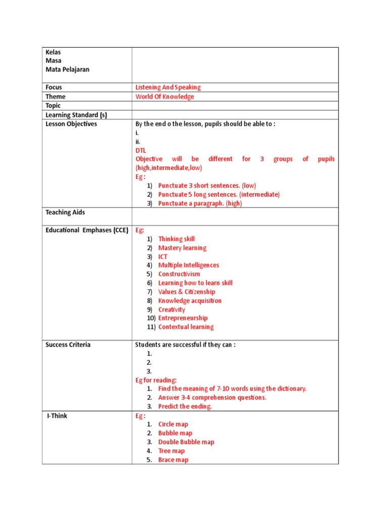 English Lesson Note New Format 2017 | PDF | Lesson Plan | Behavior ...