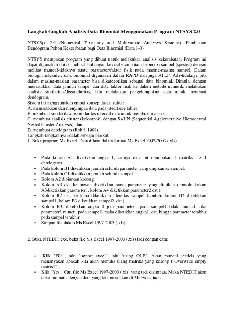 How To Use Ntsys | PDF