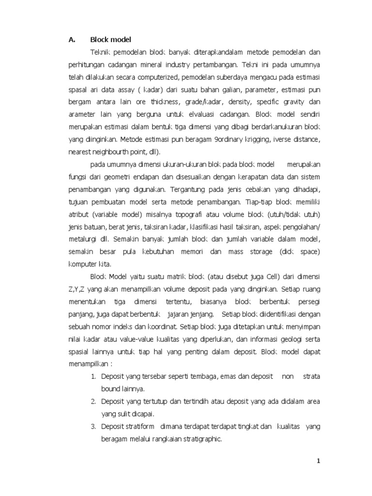 Pemodelan Blok dalam Pertambangan | PDF | Art | Science & Mathematics