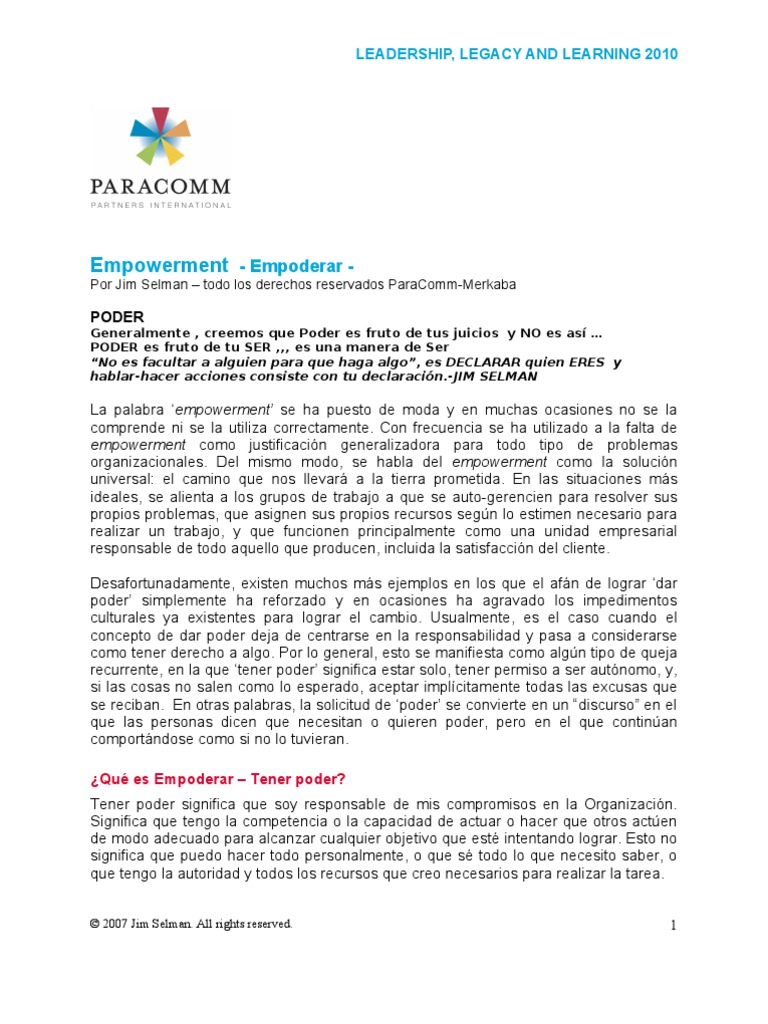 Poder y Empoderamiento en Organizaciones | PDF | Verdad | Sicología