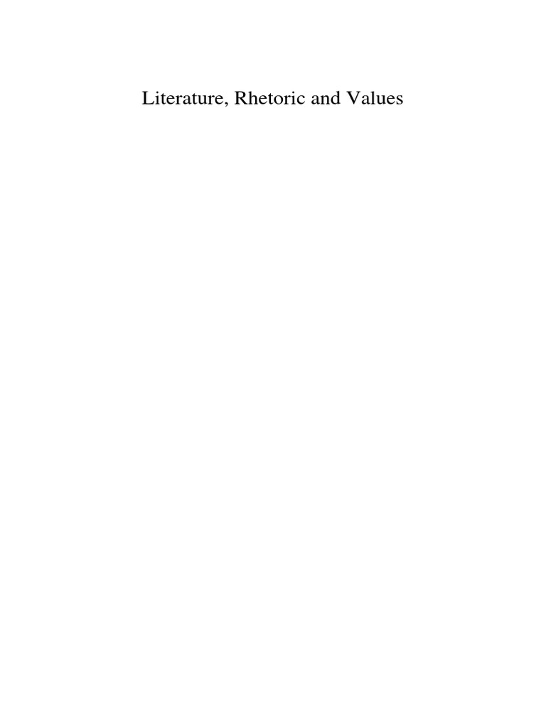 Literature, Rhetoric and Values | PDF | Rhetoric | Poetry