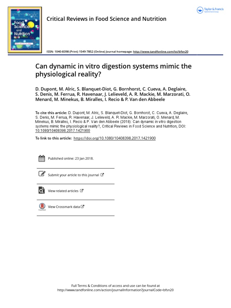 Dupont Et Al 2018 Can Dynamic in Vitro Digestion... | PDF | Stomach ...