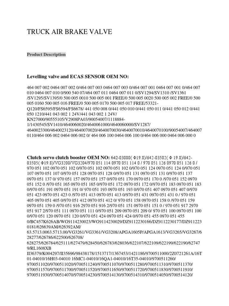 Wabco Parts | PDF