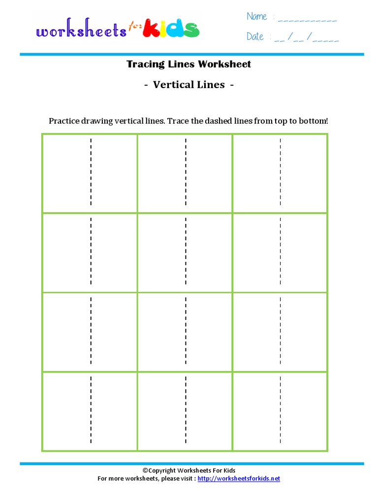 Tracing Vertical Lines Worksheets
